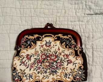 1950's Tapestry Snap Change Purse Vintage Floral Snap Clutch| Vintage ...