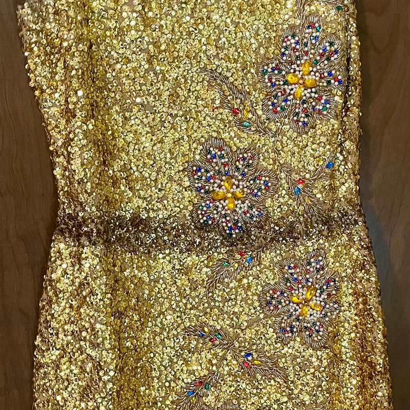 Gold Sequin Dress - Etsy
