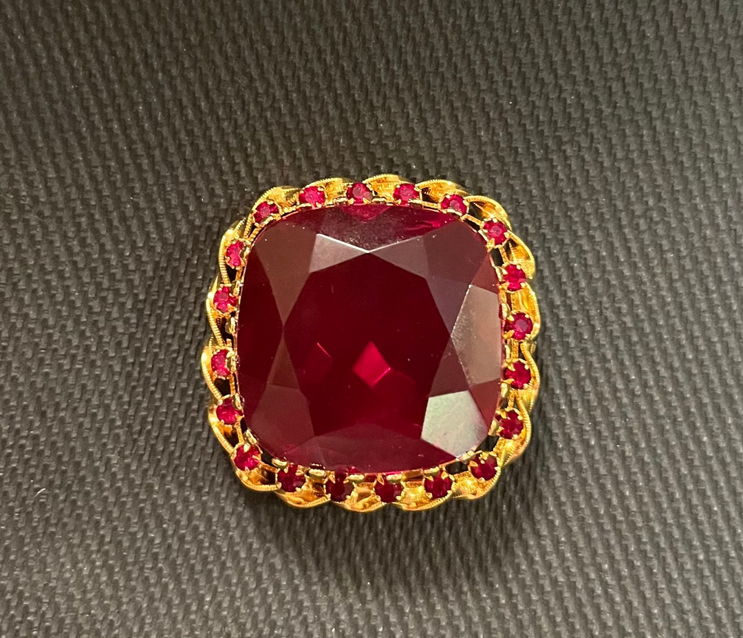 Vintage Costume Jewelry Red Brooch Pin - Etsy