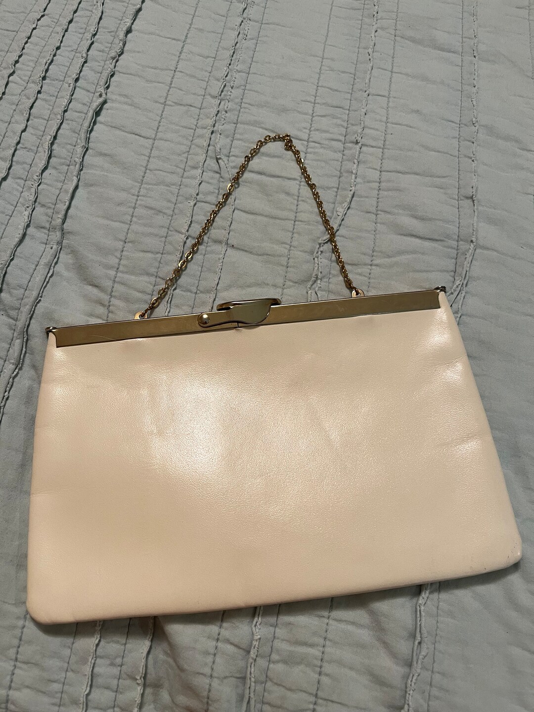 Vintage Etra Purse Evening Bag White Leather With Gold-tone Hardware - Etsy