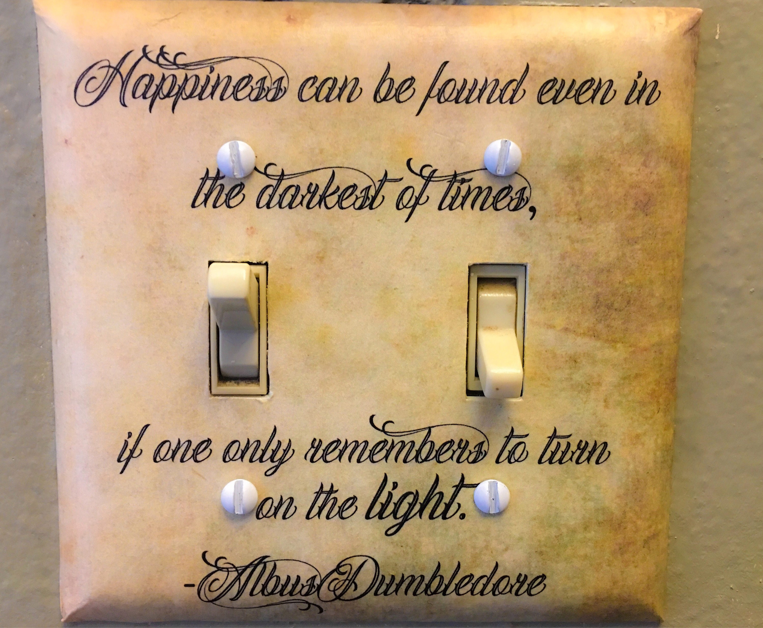 Happiness Quote Double Light Switch Plate Handmade - Etsy