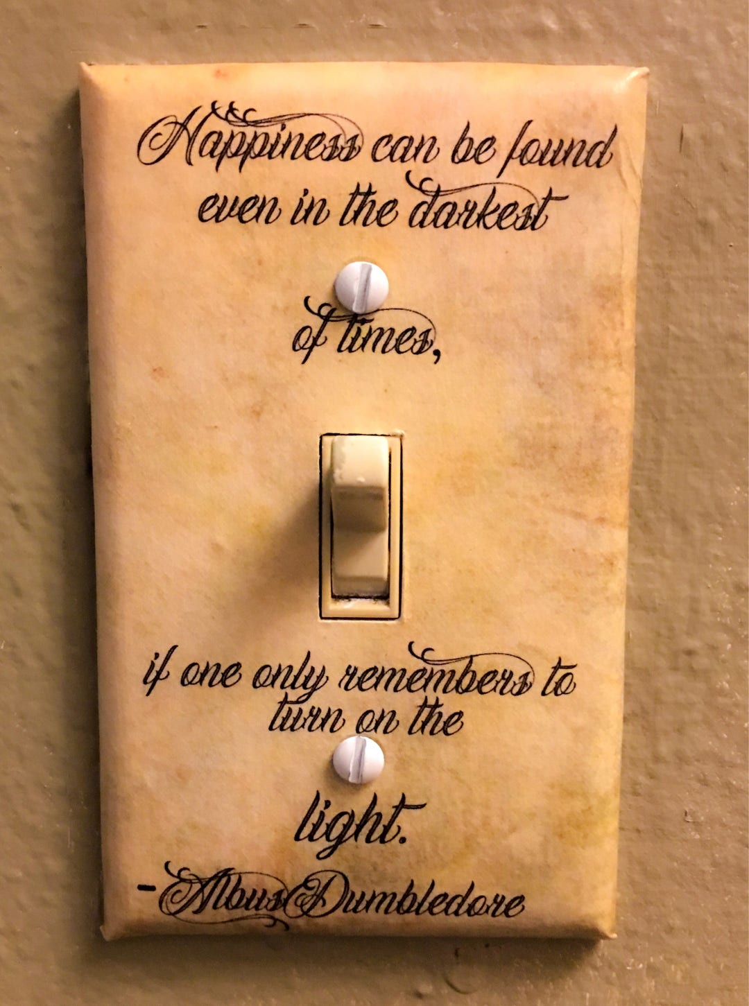 Happiness Quote Light Switch Plate Handmade *featured on Buzzfeed* - Etsy