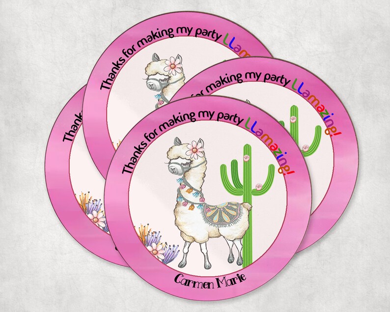 12 Personalized Llama Alpaca Birthday Party Favor Gift Tag | Etsy