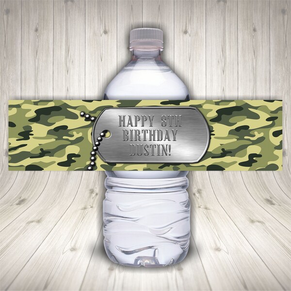 Camouflage Water Bottle Label - Etsy