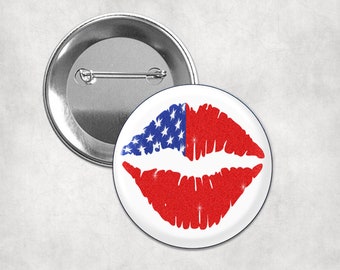 U.S.A. American Flag USA Patriotic Button Independence Day - Etsy