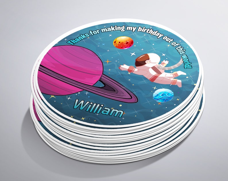 Outer Space and Galaxy Birthday Party Favor Gift Tag Stickers | Etsy