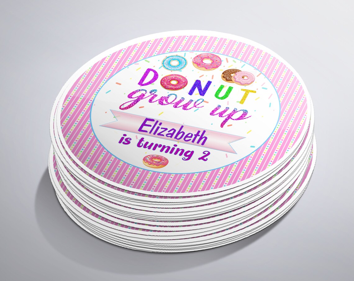 Donut Birthday Party Favor Gift Tag Sticker Doughnut Birthday | Etsy