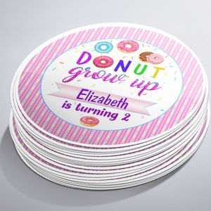 Donut Birthday Party Favor Gift Tag Sticker, Doughnut Birthday - Etsy