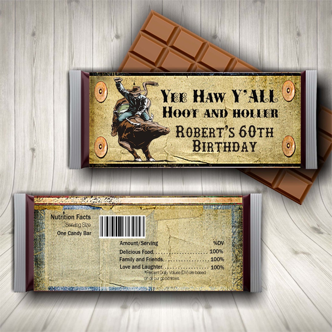 Western Rodeo Cowboy Birthday Party Candy Bar Wrapper That is ...