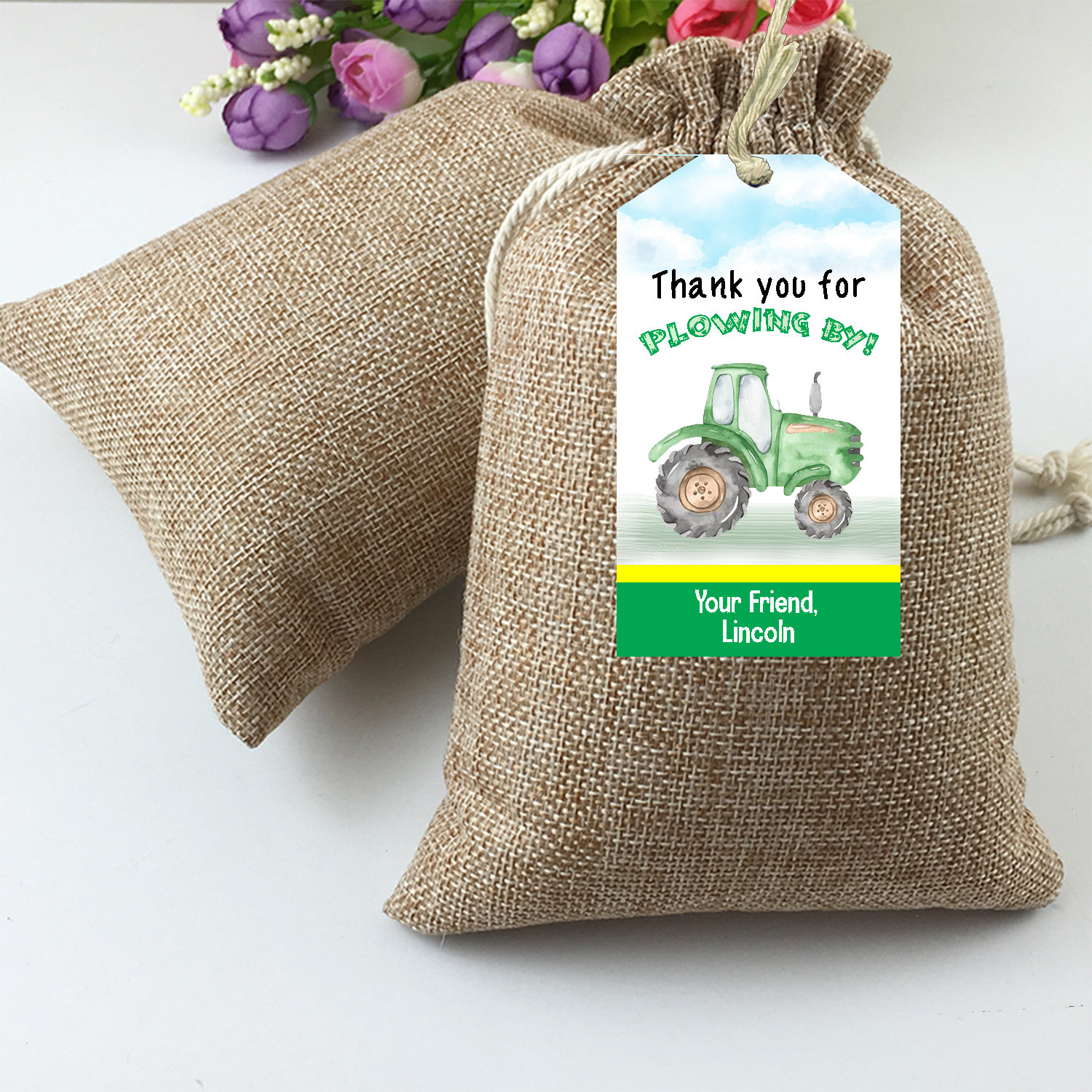 Printable Personalized Tractor Gift Tags Farm Party Favor | Etsy