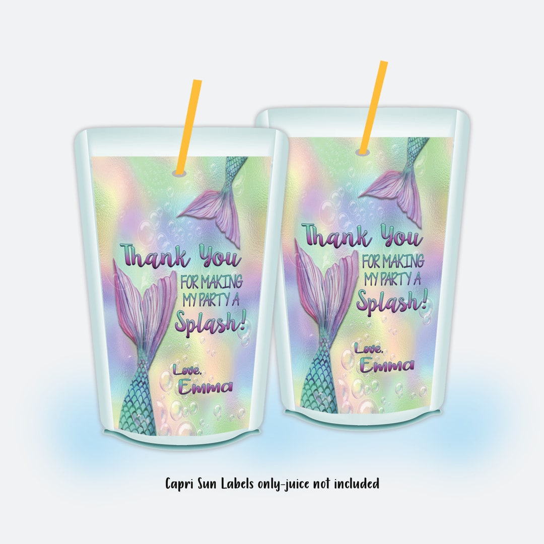 Personalized Mermaid Birthday Capri Sun Labels, Juice Pouch Labels ...