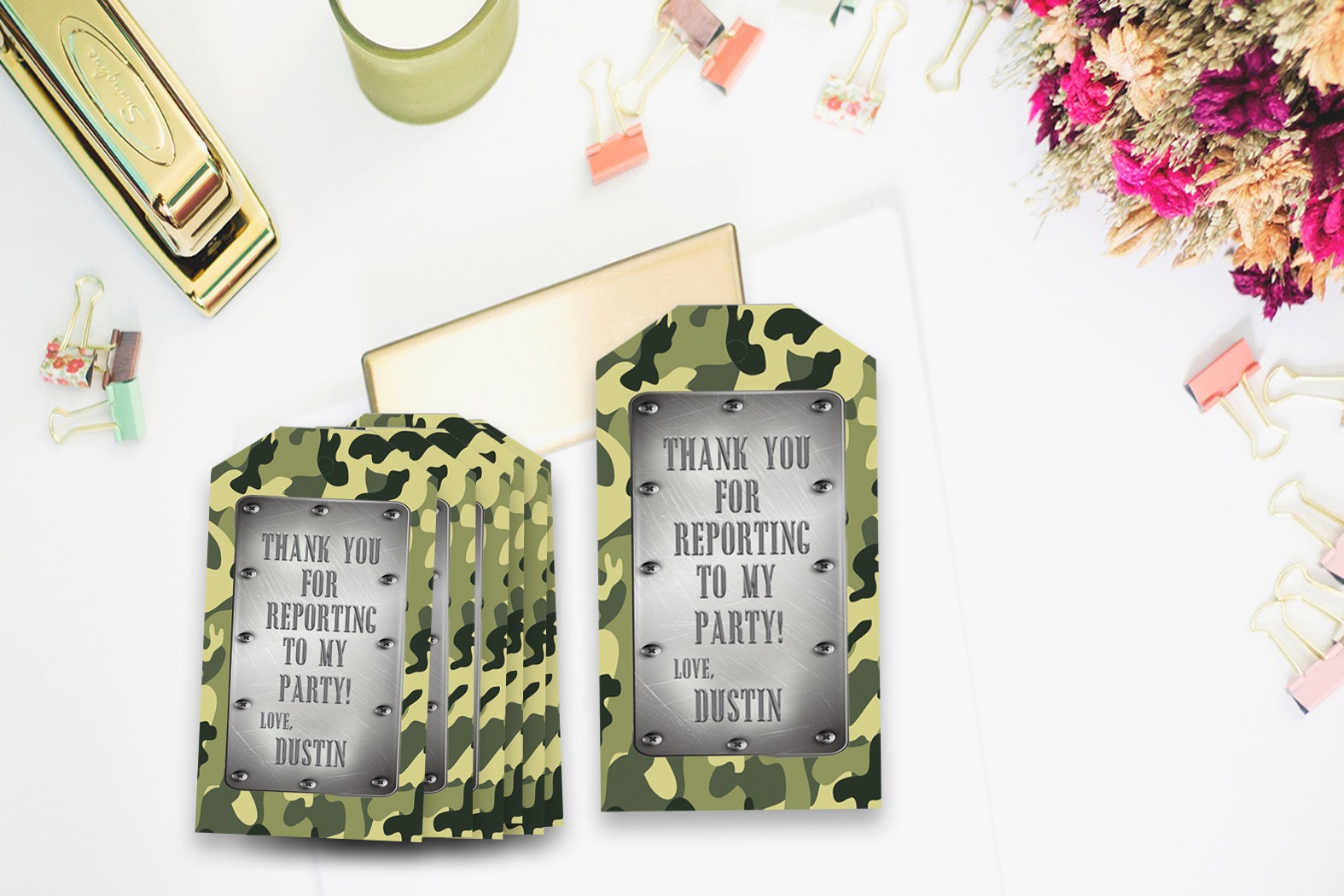 Printable or Printed Camo Gift Tags Army Military Birthday | Etsy