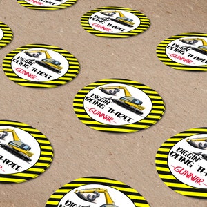 Personalized Construction Excavator Truck Stickers, Diggin Being Three ...