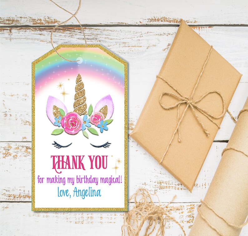 Printable or Printed Unicorn Gift Tags Birthday Party Favor - Etsy