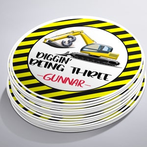 Personalized Construction Excavator Truck Stickers, Diggin Being Three ...