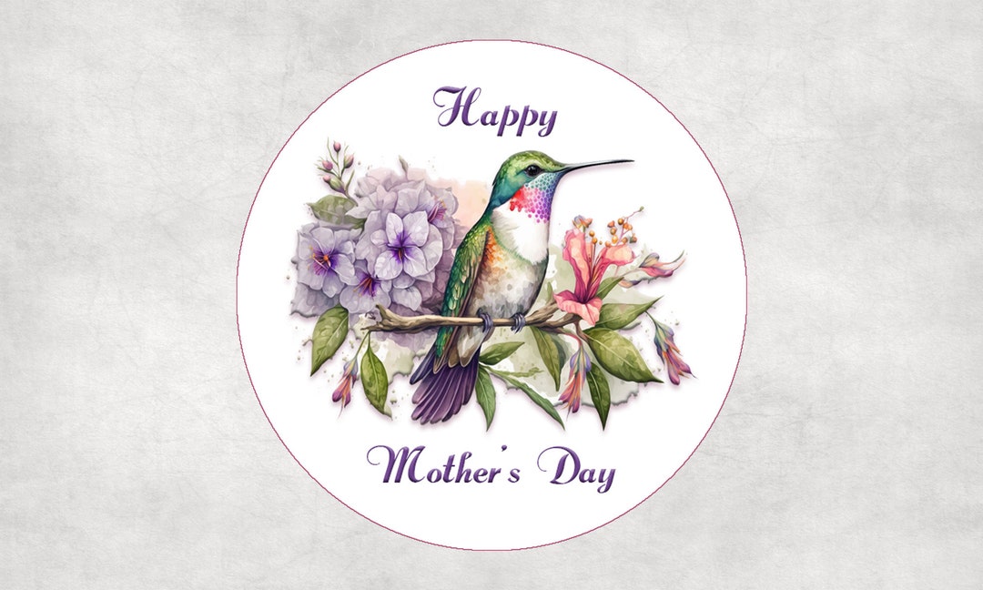 Hummingbird Mother's Day Stickers, Happy Mother's Day Labels, Thank You ...