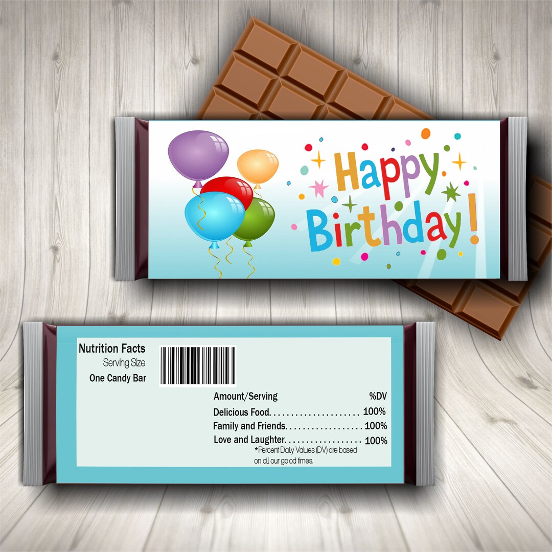Happy Birthday Party Favor Candy Bar Wrappers - Etsy