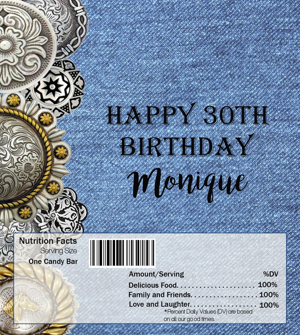 Personalized Denim Birthday Party Favor Candy Bar Wrapper - Etsy