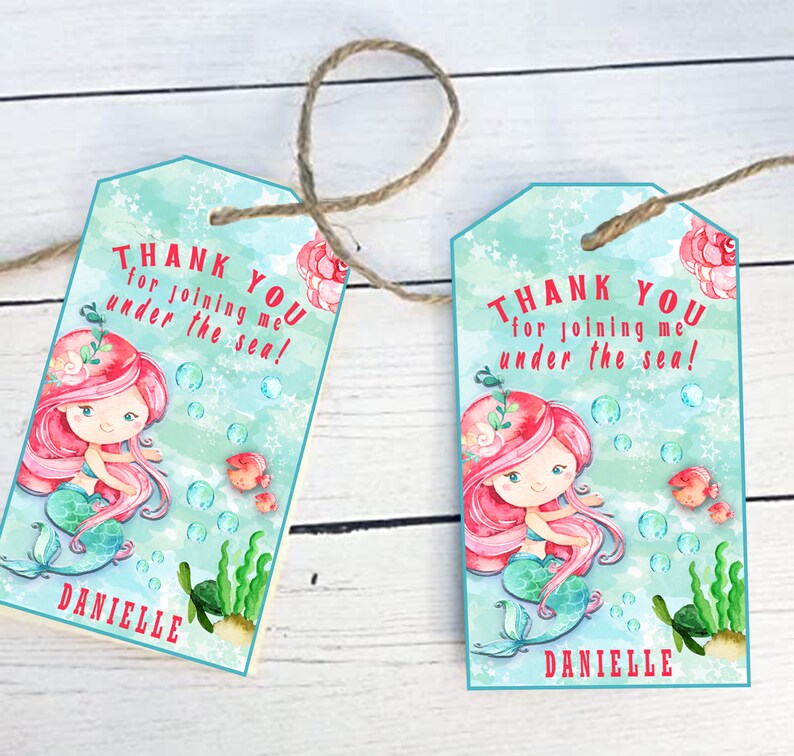 Printable or Printed Mermaid Gift Tags Birthday Party Favor | Etsy