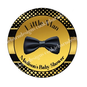 12 Personalized Little Man Baby Shower Party Favor Gift Tag Stickers ...