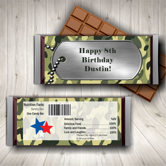 Personalized Camo Camouflage Birthday Party Favor Candy Bar | Etsy