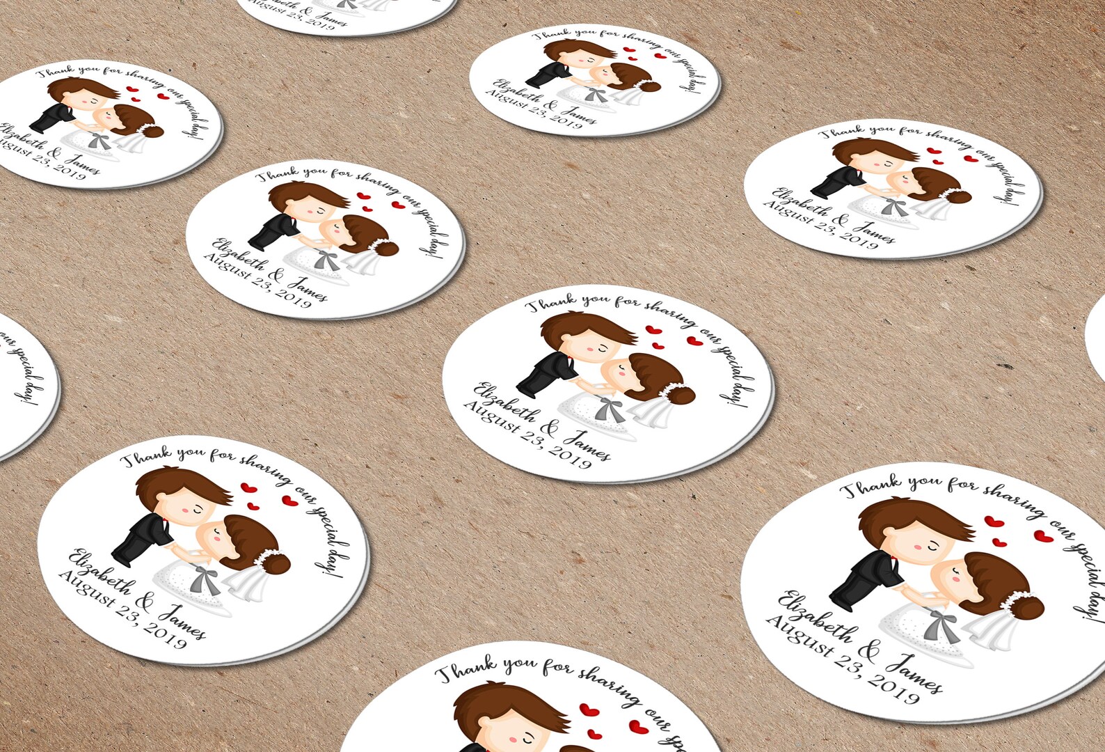 Personalized Wedding Stickers Thank You Wedding Labels Cute - Etsy