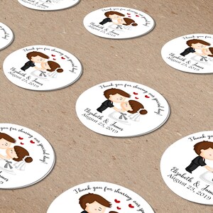 Personalized Wedding Stickers, Thank You Wedding Labels, Cute Couple ...