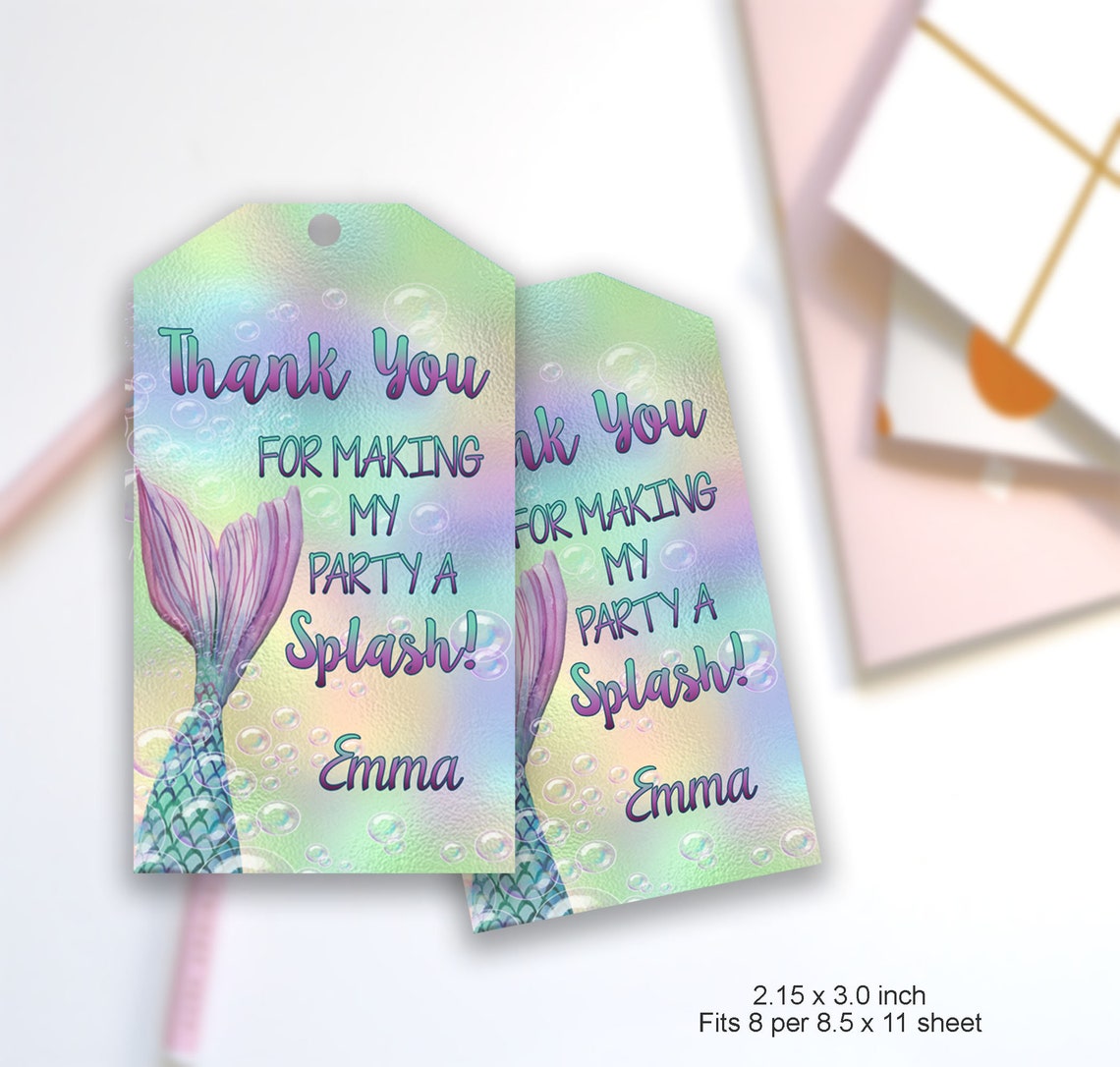 Printable or Printed Mermaid Gift Tags Birthday Party Favor - Etsy