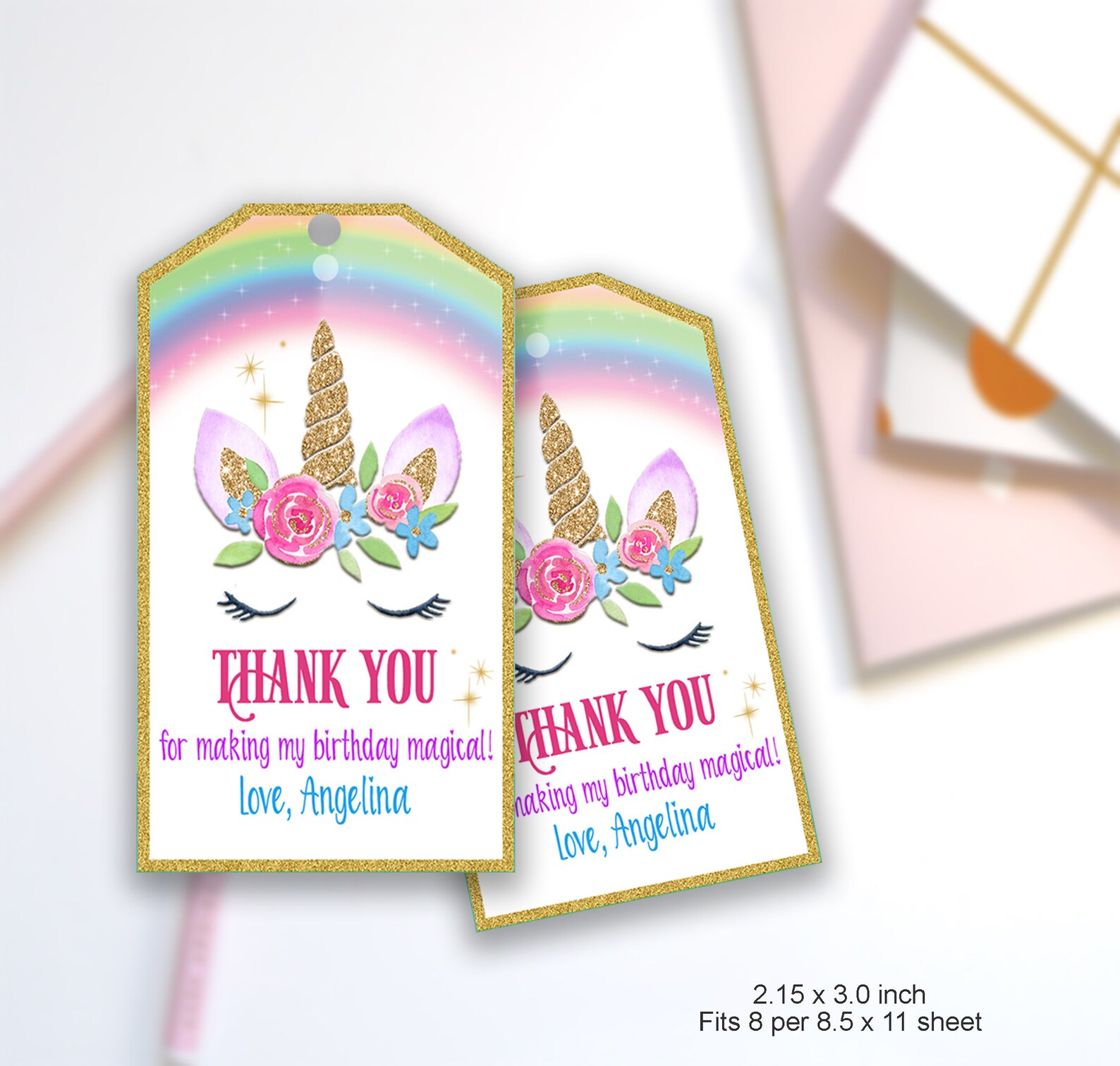 Printable or Printed Unicorn Gift Tags Birthday Party Favor | Etsy