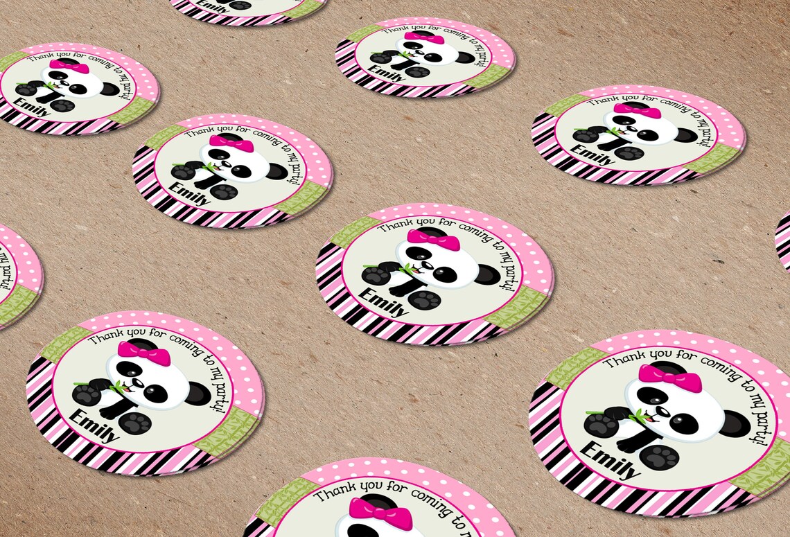 Panda Party Stickers Panda Birthday Party Personalized - Etsy