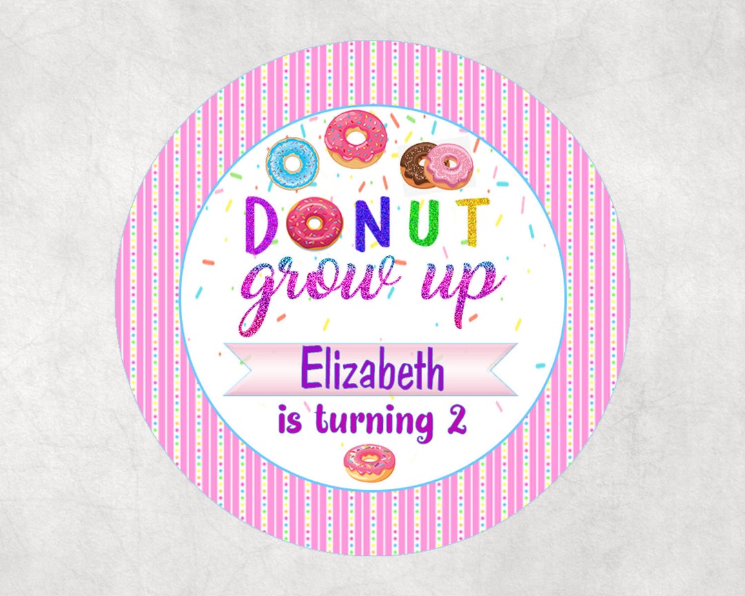 Donut Birthday Party Favor Gift Tag Sticker, Doughnut Birthday - Etsy