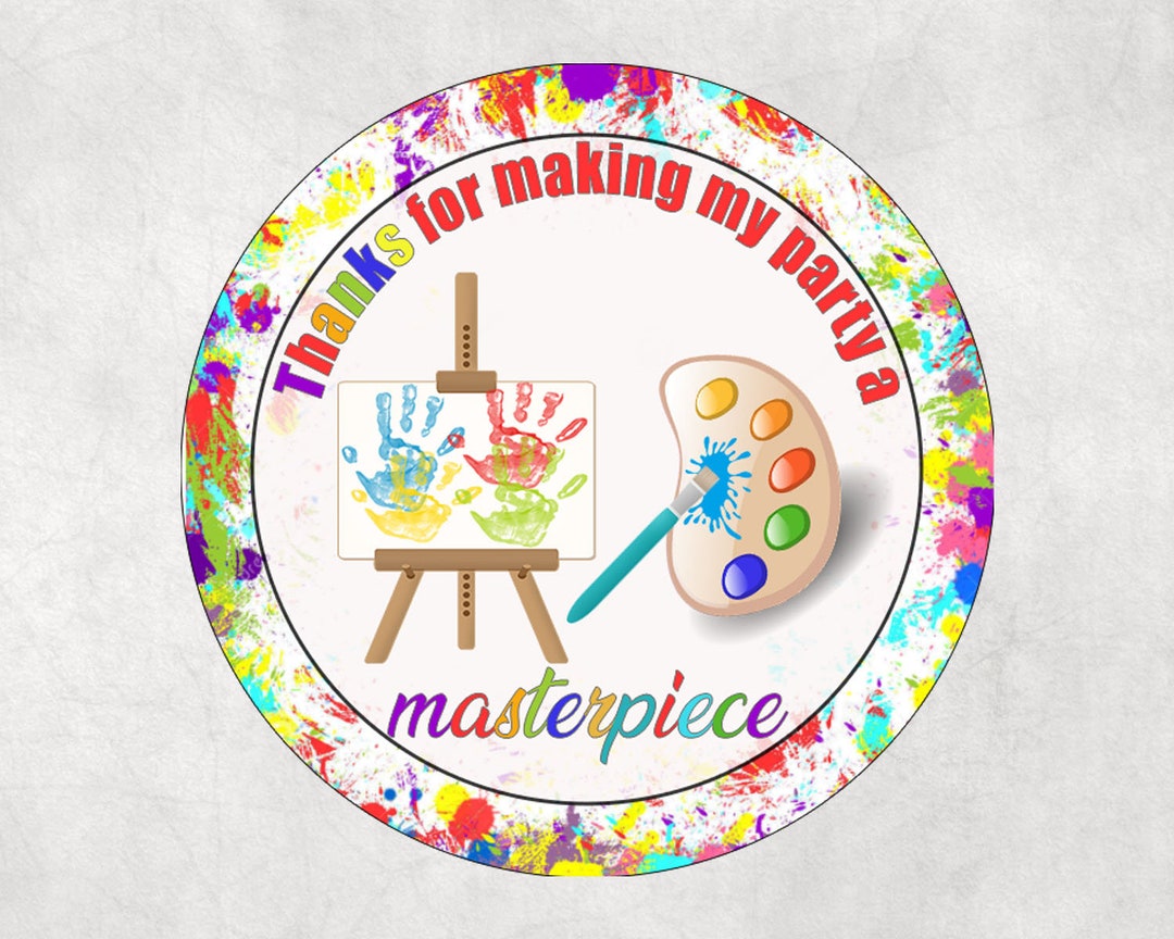 Paint Birthday Party Favor Gift Tag Stickers, Instant Download - Etsy