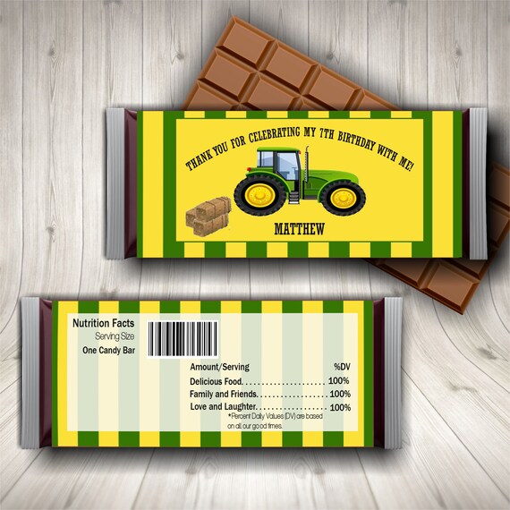 Tractor Birthday Candy Bar Wrapper Farm Party Favor Farm | Etsy