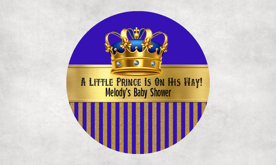 Royal Prince Baby Shower Stickers, Little Prince Baby Shower Party ...
