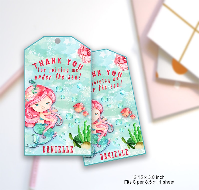 Printable or Printed Mermaid Gift Tags Birthday Party Favor | Etsy