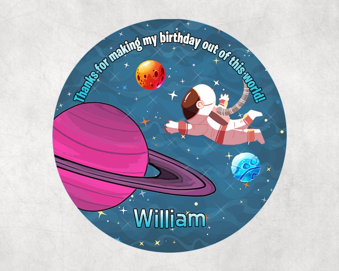 Outer Space and Galaxy Birthday Party Favor Gift Tag Stickers ...