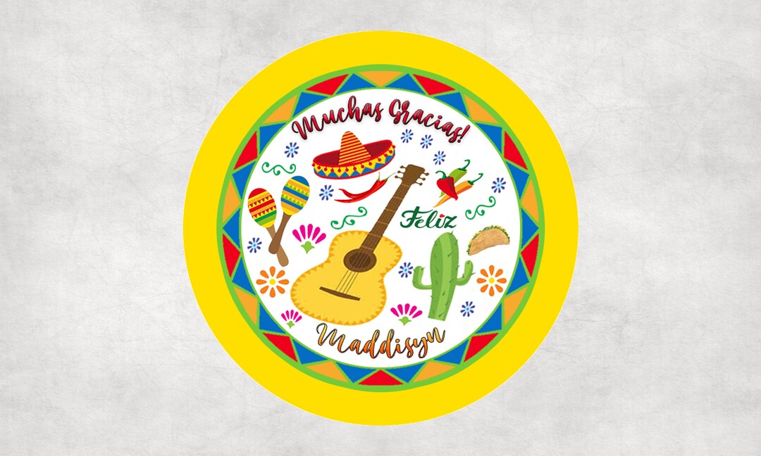 Personalized Mexican Fiesta Thank You Stickers, Fiesta Birthday Party ...