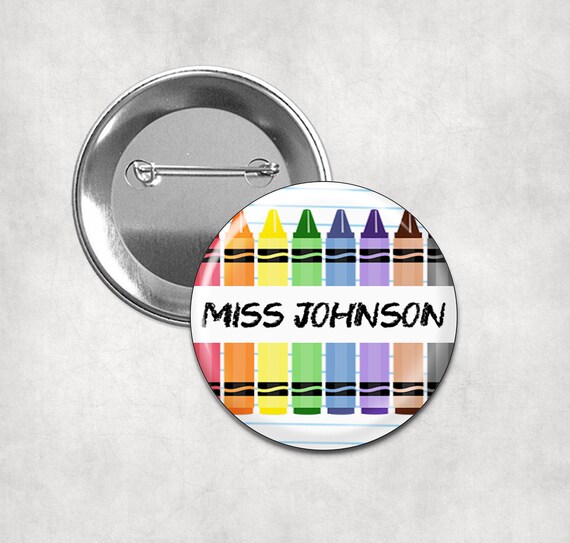 Personalized Teacher Button Pin Flat or Magnets Teacher | Etsy