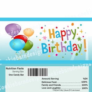 Happy Birthday Party Favor Candy Bar Wrappers - Etsy