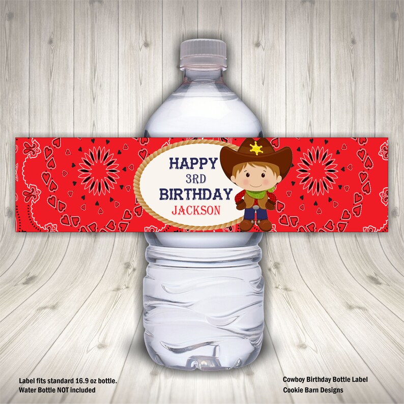 Western Cowboy Birthday Party Water Bottle Labels | Etsy