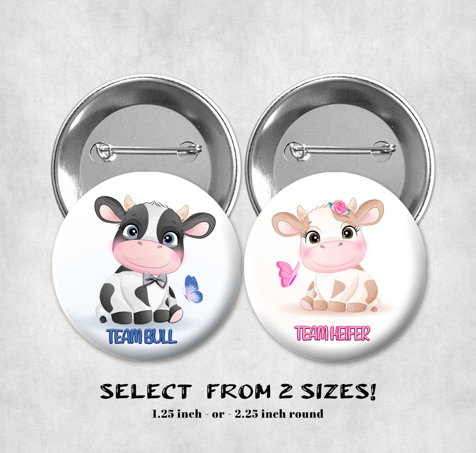 Cute Cow Gender Reveal Baby Shower Pin Buttons Team Heifer - Etsy