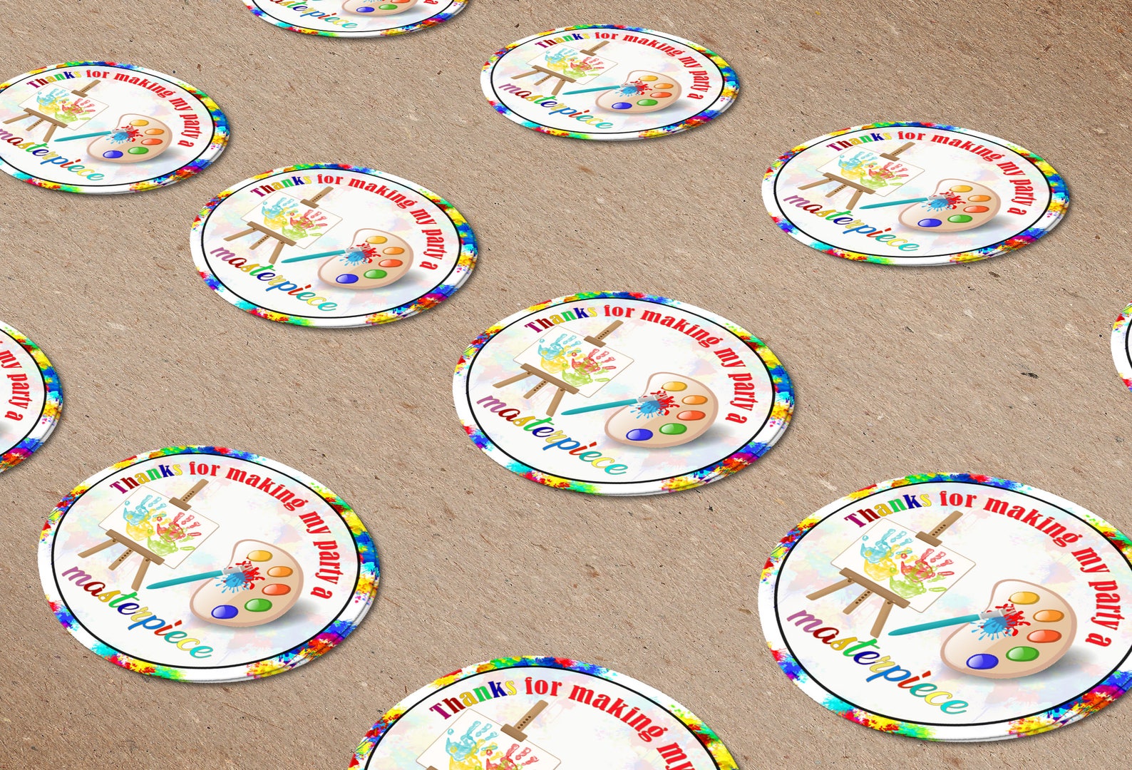 Paint Birthday Party Favor Gift Tag Stickers Instant Download | Etsy