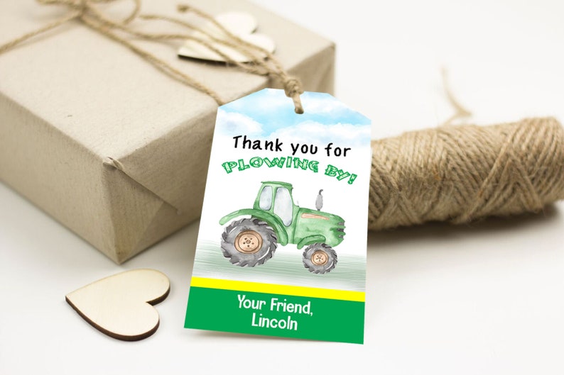Printable Personalized Tractor Gift Tags Farm Party Favor | Etsy