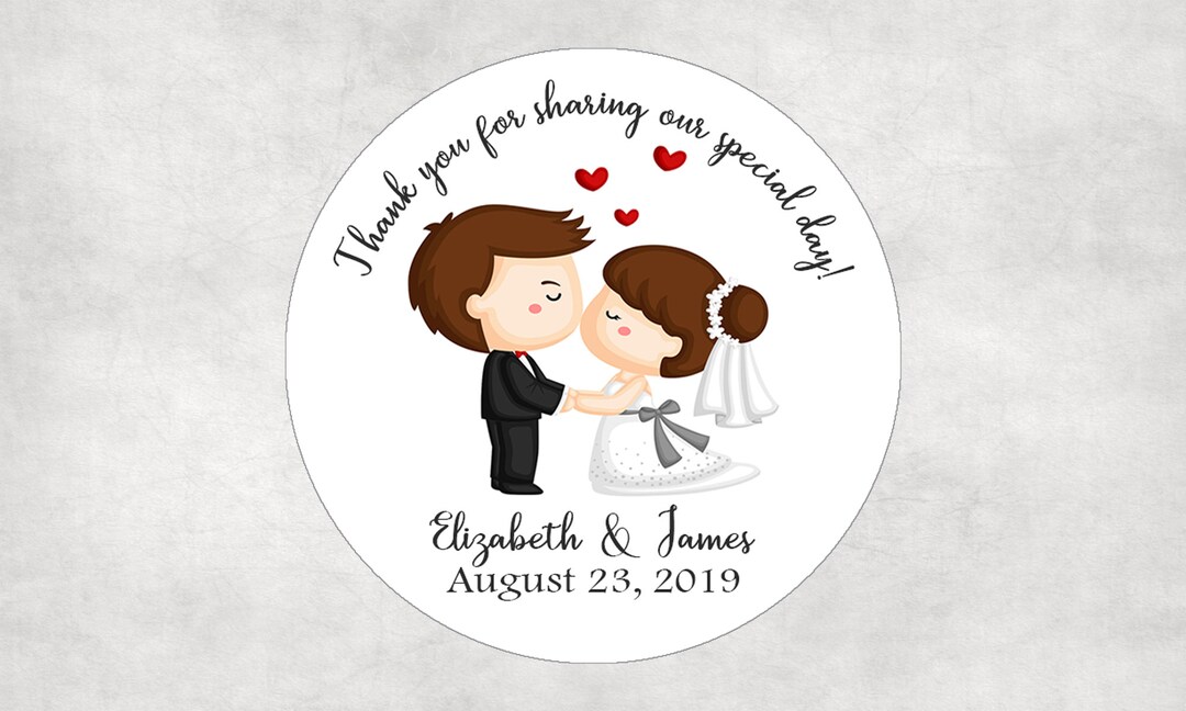 Personalized Wedding Stickers, Thank You Wedding Labels, Cute Couple ...