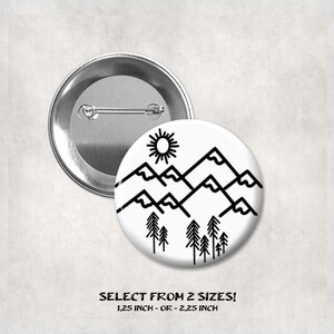 Mountain Landscape Buttons Pin Back Flat or Magnets - Etsy