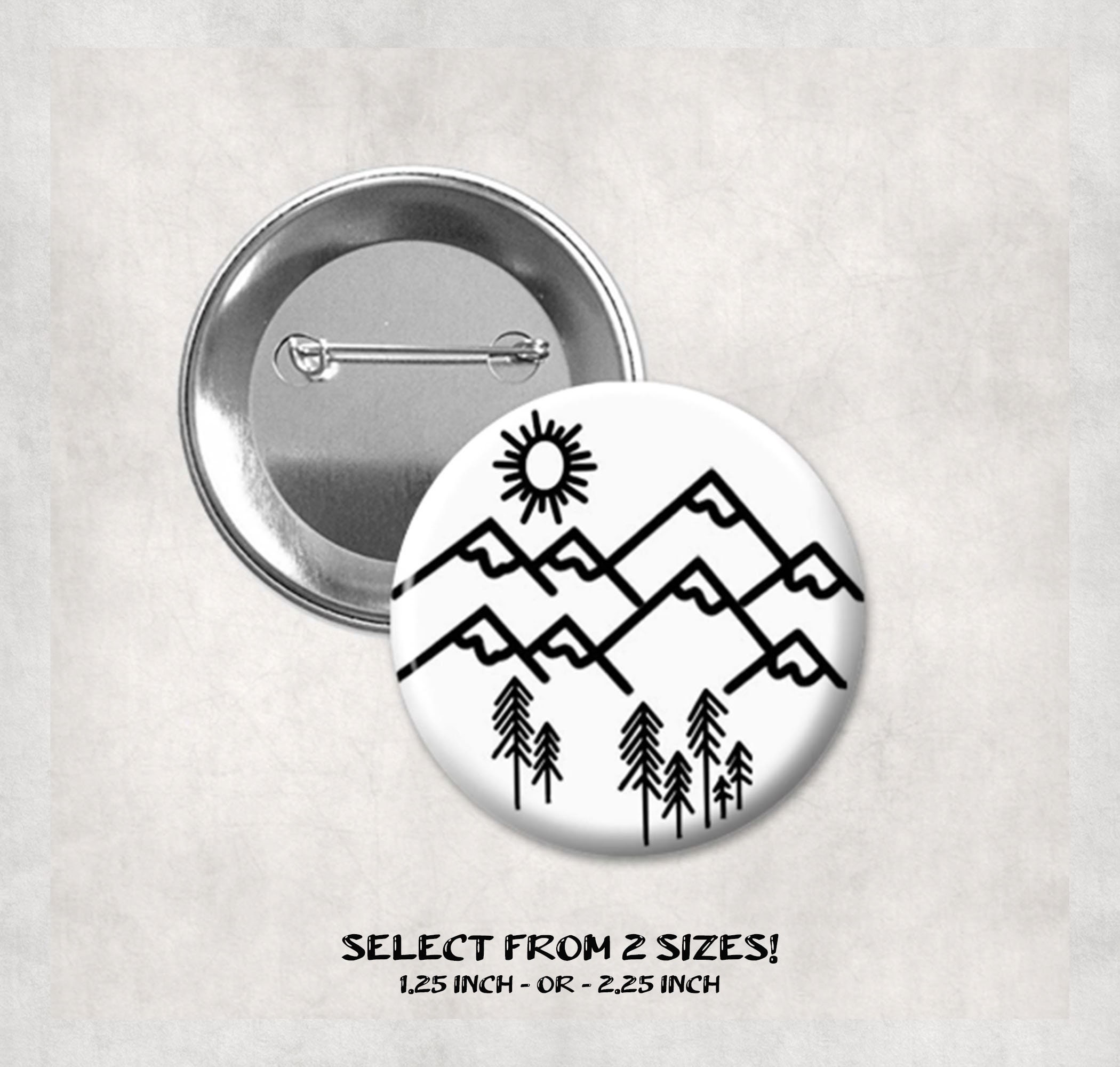 Mountain Landscape Buttons Pin Back Flat or Magnets - Etsy