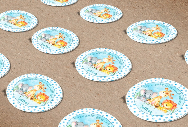 Safari Jungle Birthday Party Favor Gift Tag Stickers - Etsy