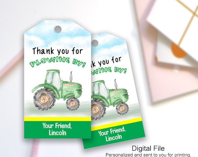 Printable Personalized Tractor Gift Tags, Farm Party Favor Tags ...
