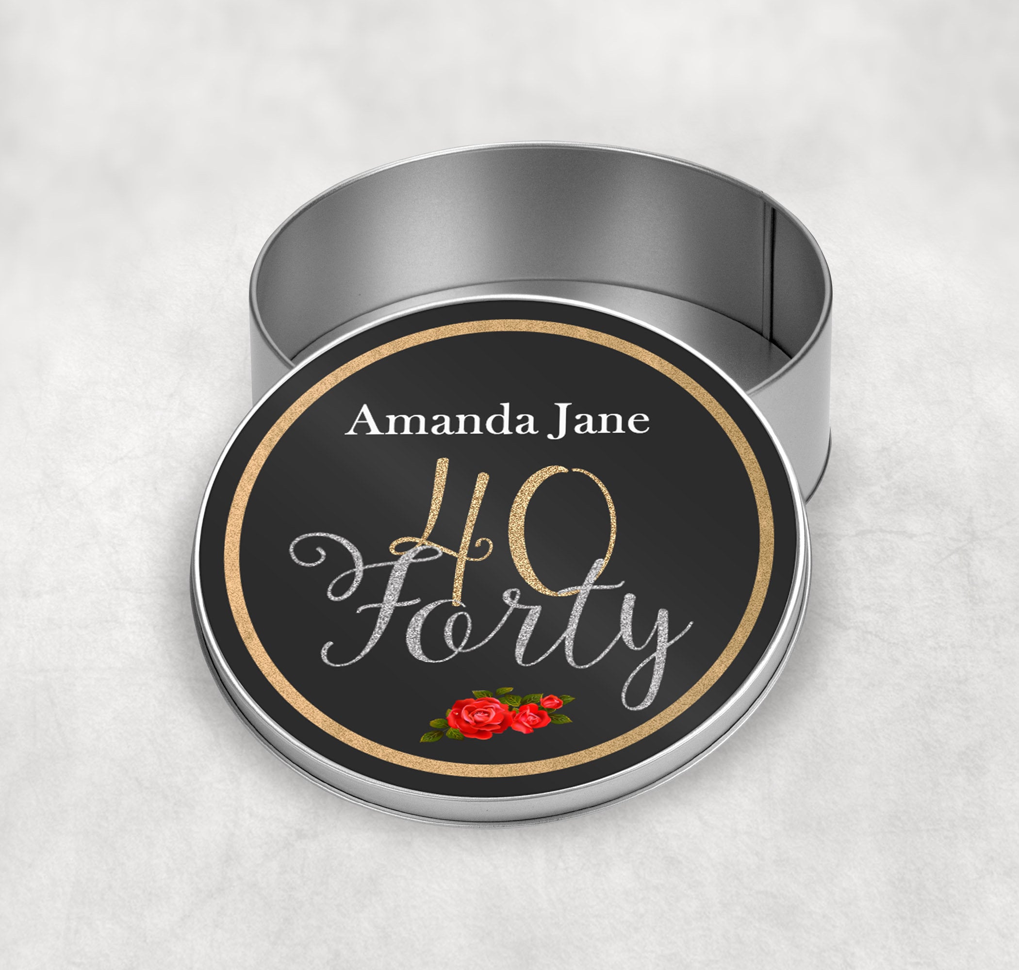 40th Birthday Party Favor Stickers Black and Gold Birthday | Etsy