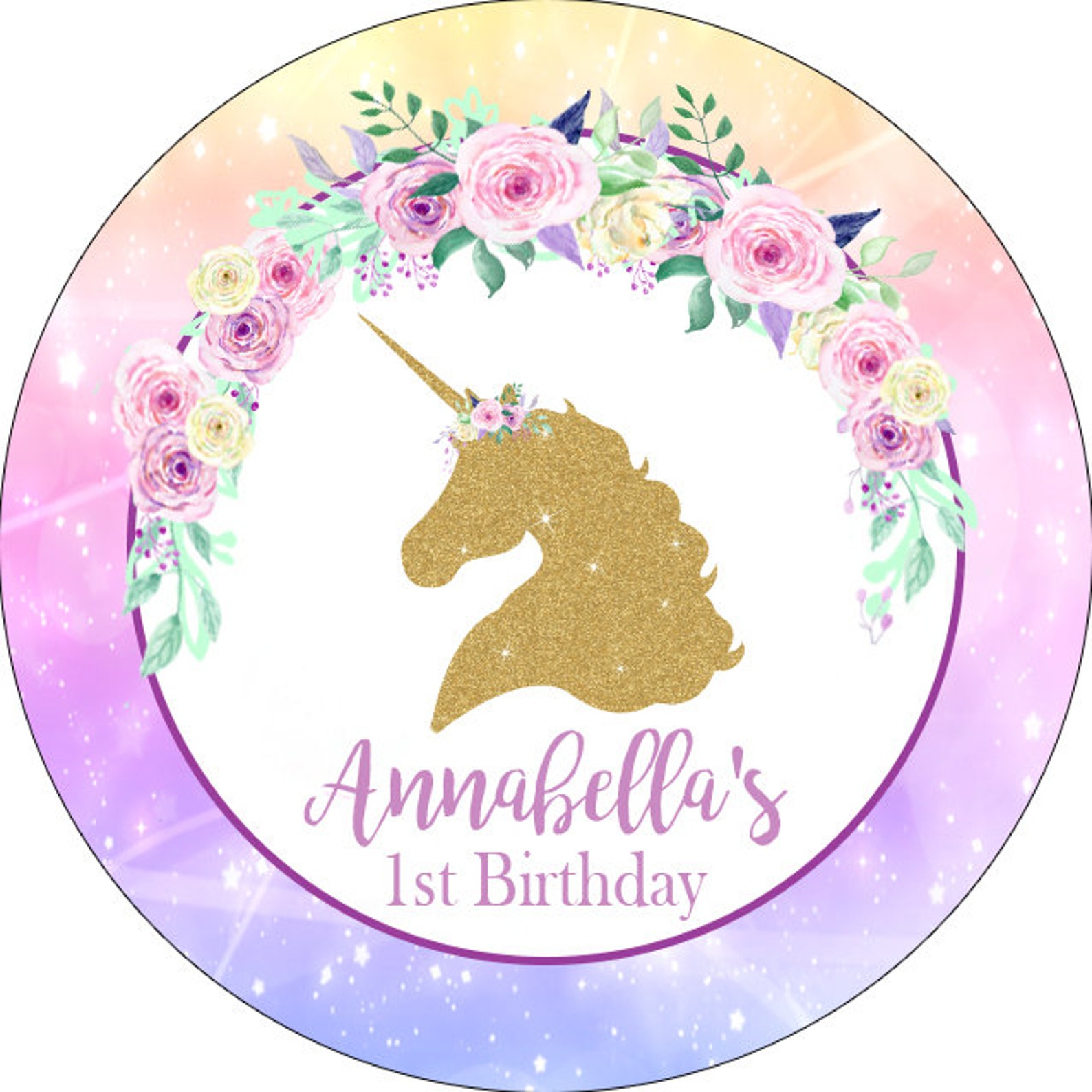 Unicorn Stickers Unicorn Birthday Unicorn Labels Birthday | Etsy